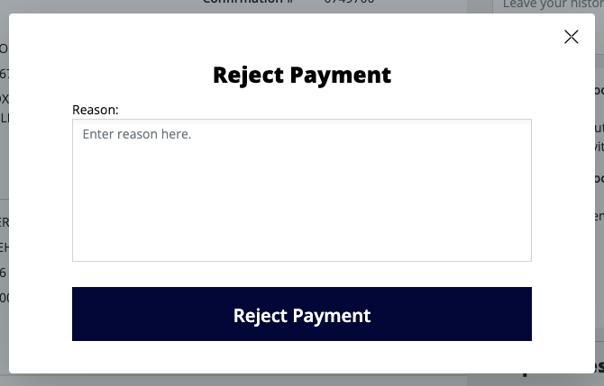 Rejecting a bill pay payment