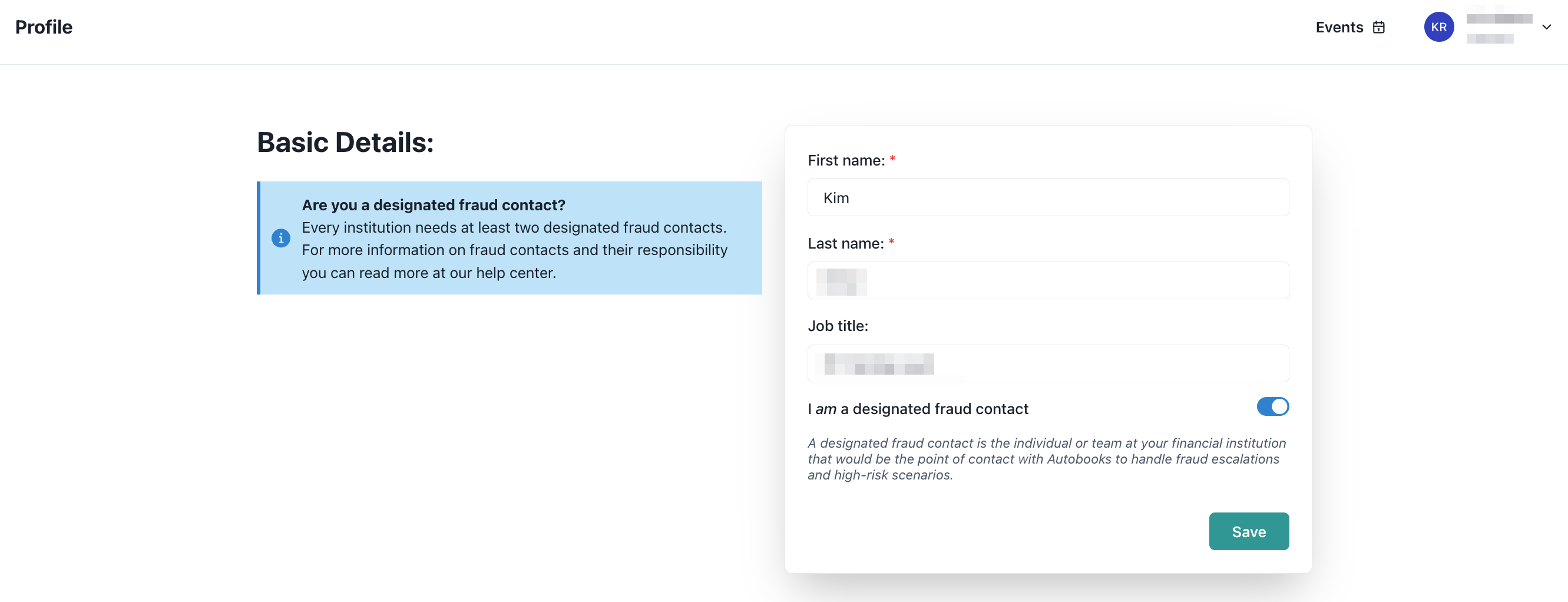 Setting up a designated fraud contact